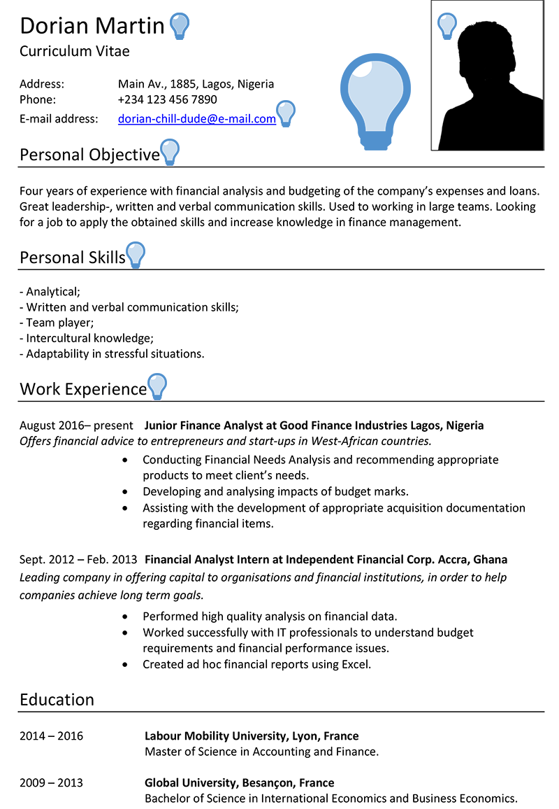 Nigeria CV Sample CareerProfessor works